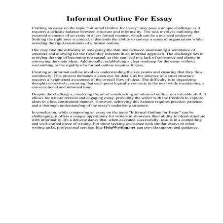 Informal Outline For Essay. | PDF