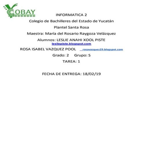 Informatica 2 tarea 1 corregida | DOCX | Computing | Technology & Computing