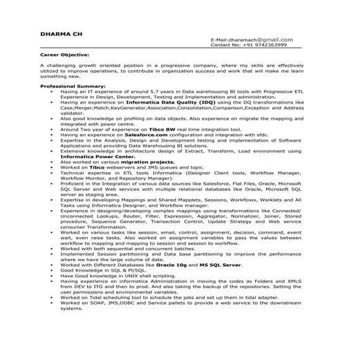 Informatica 5+years of experince | DOC