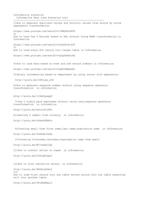 Informatica video tutorials transformation wise | PDF