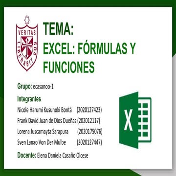 EXCEL: FÓRMULAS Y FUNCIONES | PPTX | Computing | Technology & Computing
