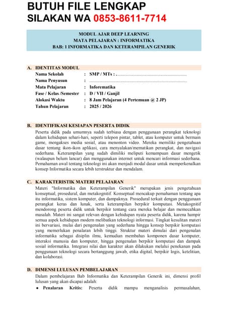 MODUL AJAR INFORMATIKA KELAS X SMK/SMA/MA | PDF