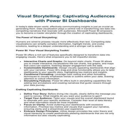 Captivating Audiences with Power BI Dashboards | DOCX
