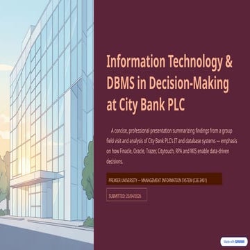 Information Technology and DBMS in Decision-Making at City Bank PLC: A ...