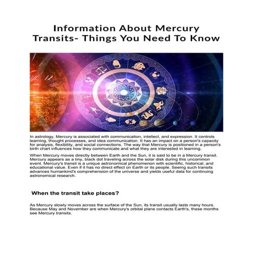 Information About Mercury Transits- Things You Need To Know | PDF ...