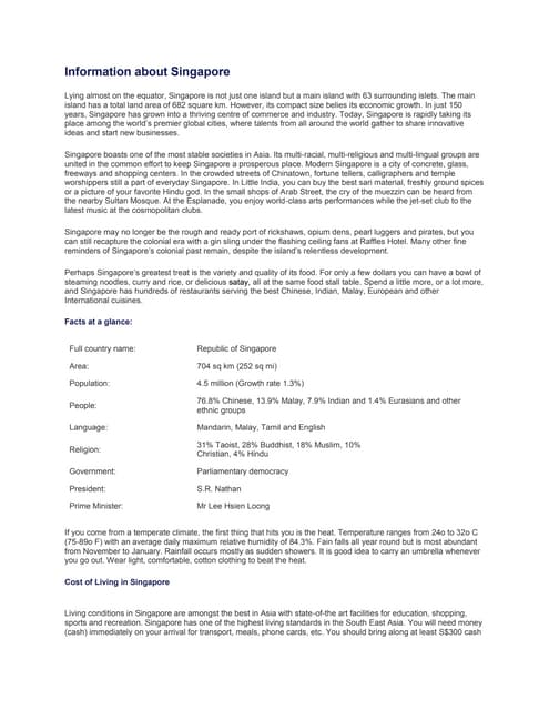 A Travel Guide To Singapore Introduction | PDF