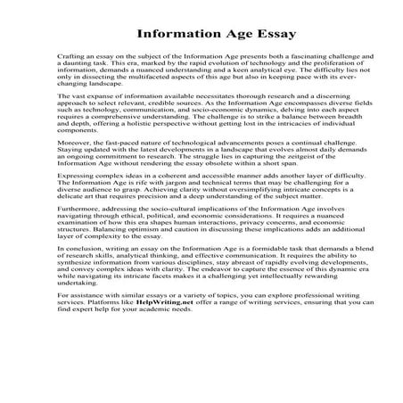 Information Age Essay | PDF