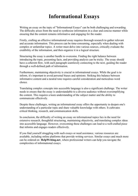 Informative Speech Essay | PDF