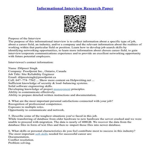 Informational Interview Research Paper | PDF