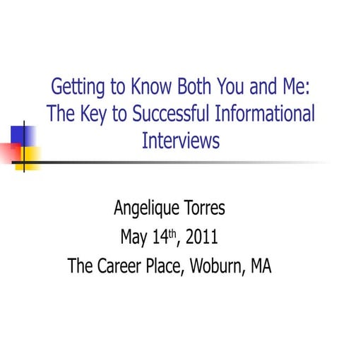 Getting to Know Both You and Me: The Key to Successful Informational Interviews | PPT