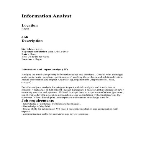 Information Analyst | DOC | Business and Finance