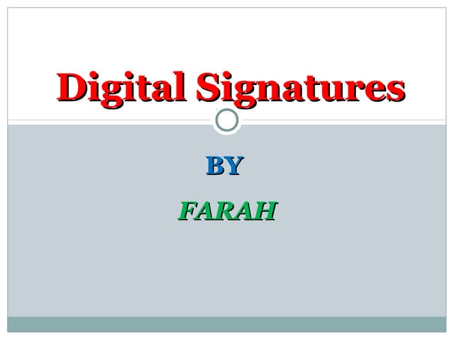 Elgamal digital signature | PPTX