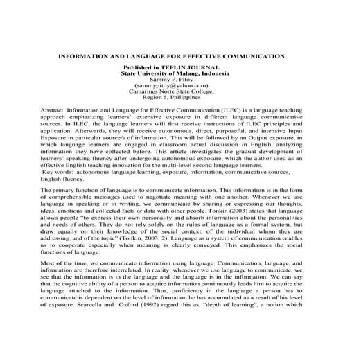 Information and language for effective communication | PDF