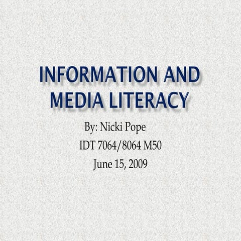 Information And Media Literacy | PPT