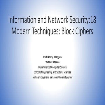 Information And Network Security 18 Modern Techniques Block Ciphers Ppt 0086