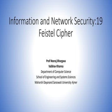 Information And Network Security 19 Feistel Cipher Pptx Programming Languages Computing