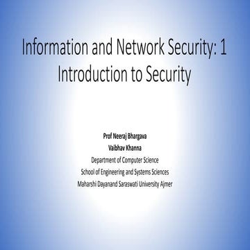 Information and network security 1 introduction | PPTX