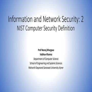 Information and network security 2 nist security definition | PPT