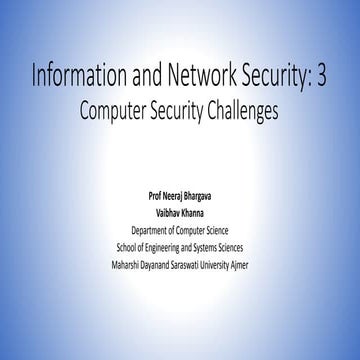 Information and network security 3 security challenges | PPTX