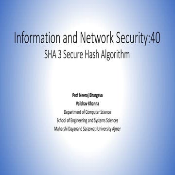Information And Network Security 40 Sha3 Secure Hash Algorithm Ppt 0932