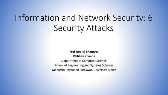 Active and Passive Network Attacks | PPTX | Information and Network Security | Computing
