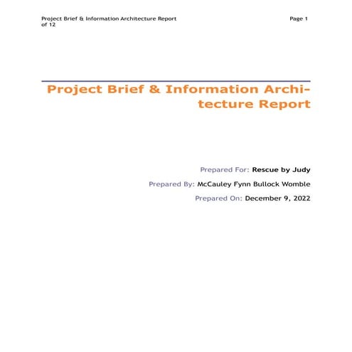 Project Brief & Information Architecture Report | PDF