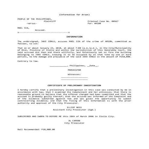 Information for arson | DOCX