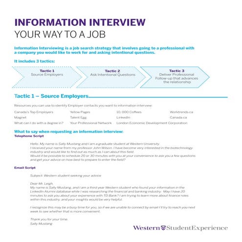 Information Interview your way to a Job Handout | PDF