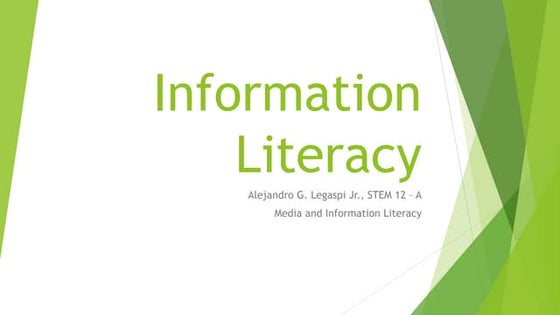 MEDIA AND INFORMATION LITERACY TOPIC 3 INFORMATION LITERACY | PPT