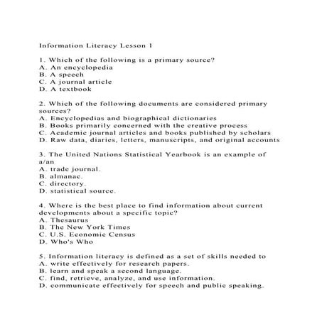 IDMH101 Test.pptx information literacy exam | PPTX