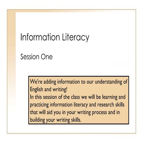 Information Literacy Session 1 | PPT | Internet for Beginners | Internet