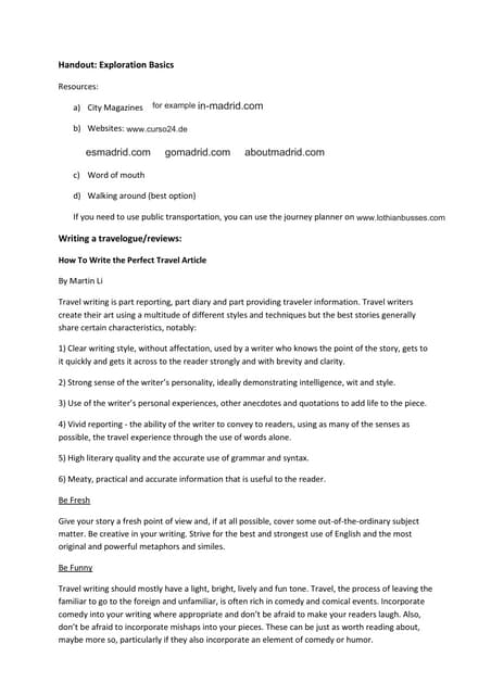 Information package exploration_basics_Madrid