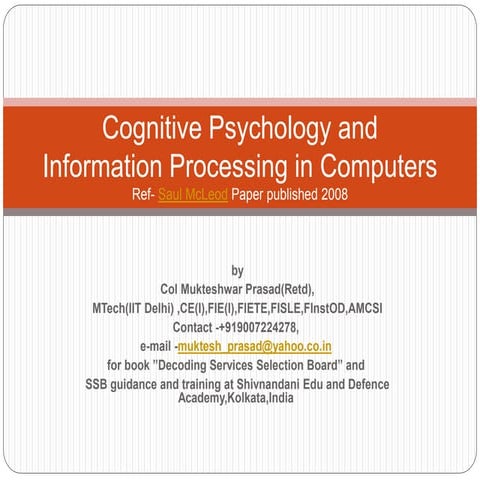 Cognitive Psychology and Information processing in Computers | PPTX