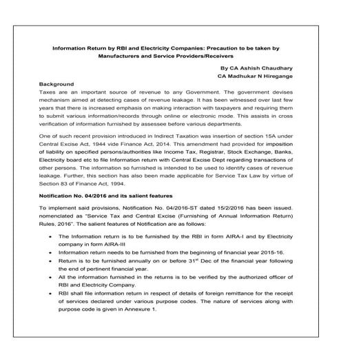 Information return precautions by mfg and service providers | PDF