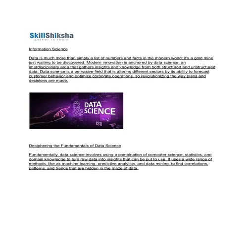 Basic concept of Data-Science and its Applications | PPTX