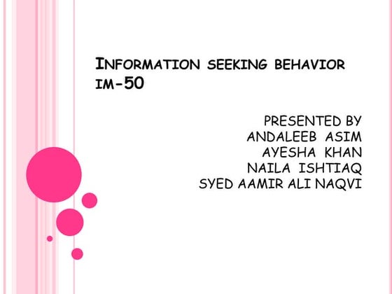 ellis model of information seeking behaviour | PDF | Search | Internet