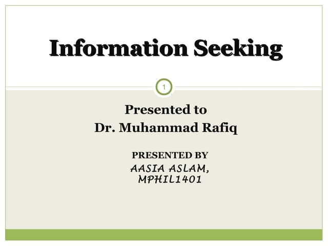 ellis model of information seeking behaviour | PDF