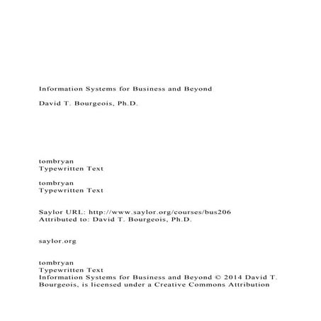 Information Systems for Business and Beyond (2019) | DOCX
