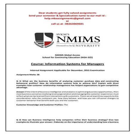 Information systems for managers | DOCX | Educational Assessment | Education