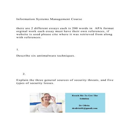 Information Systems Management Course there are 2 different .docx