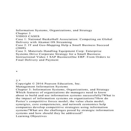 Information Systems Organizations And Strategychapter Docx