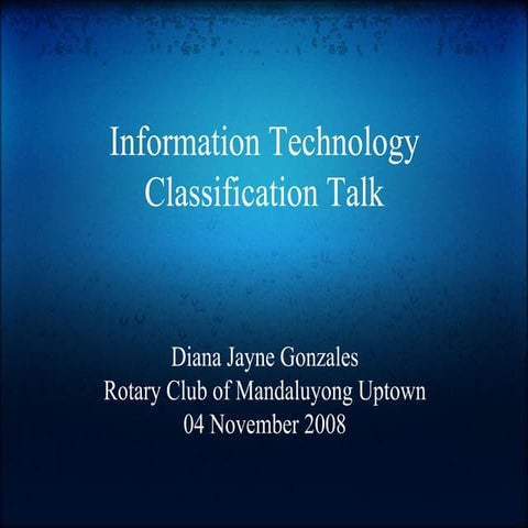 Information Technology Classification Talk | PDF