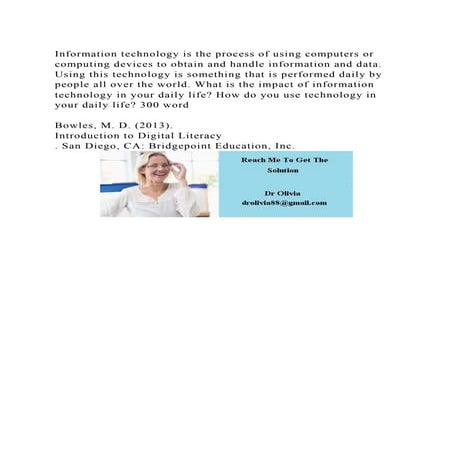 Information technology is the process of using computers or computin.docx