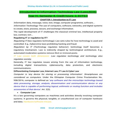 Information Technology (IT) Law Lecture Note Shishay 2026.pdf