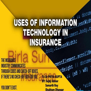 Information technology uses in insurance industry | PDF