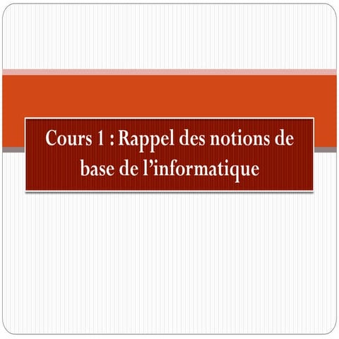 introduction des composants d' ordinateur 7eme annee secondaire | PPT
