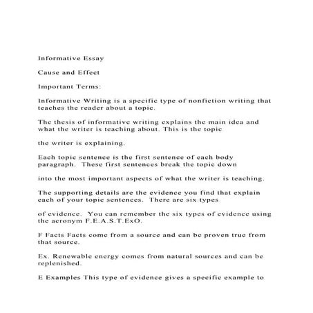 Informative Essay Cause and Effect Important Terms .docx | Automotive