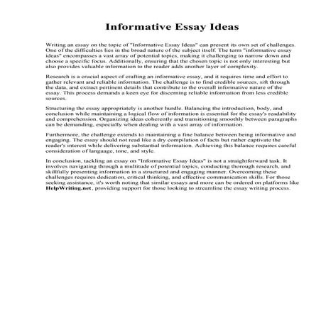 Informative Essay Ideas. Online assignment writing service. | PDF