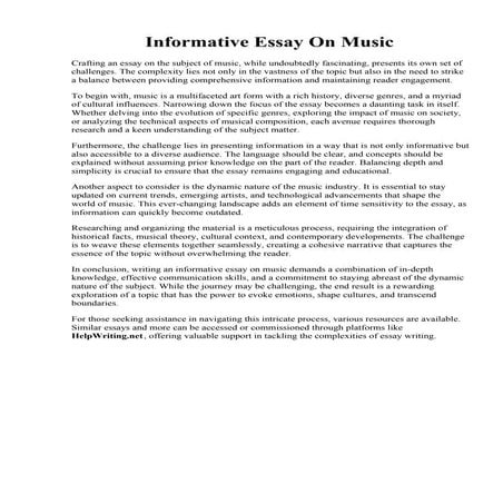 Informative Essay On Music | PDF