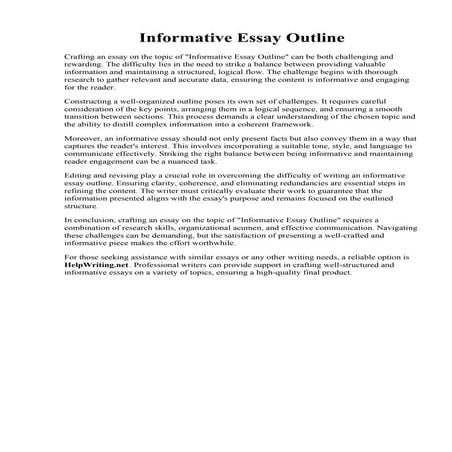 Informative Essay Outline. ️ Outline for informative essay. How to ...